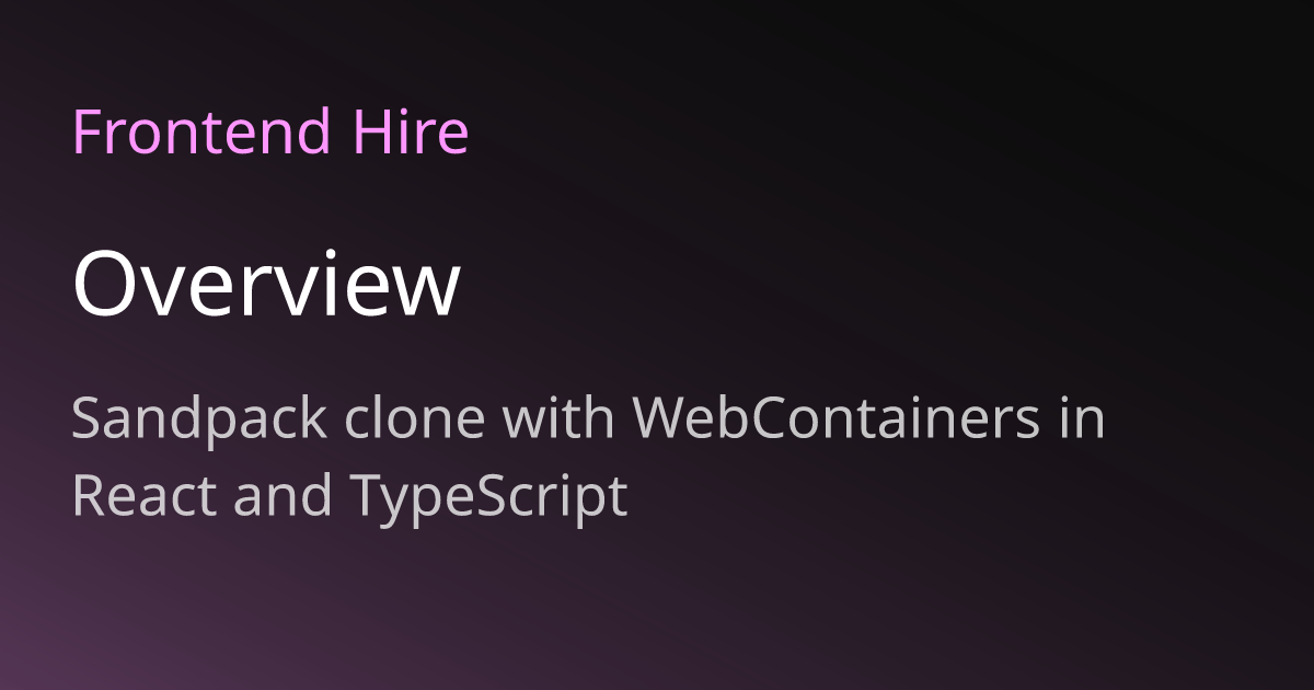 Overview | Frontend Hire