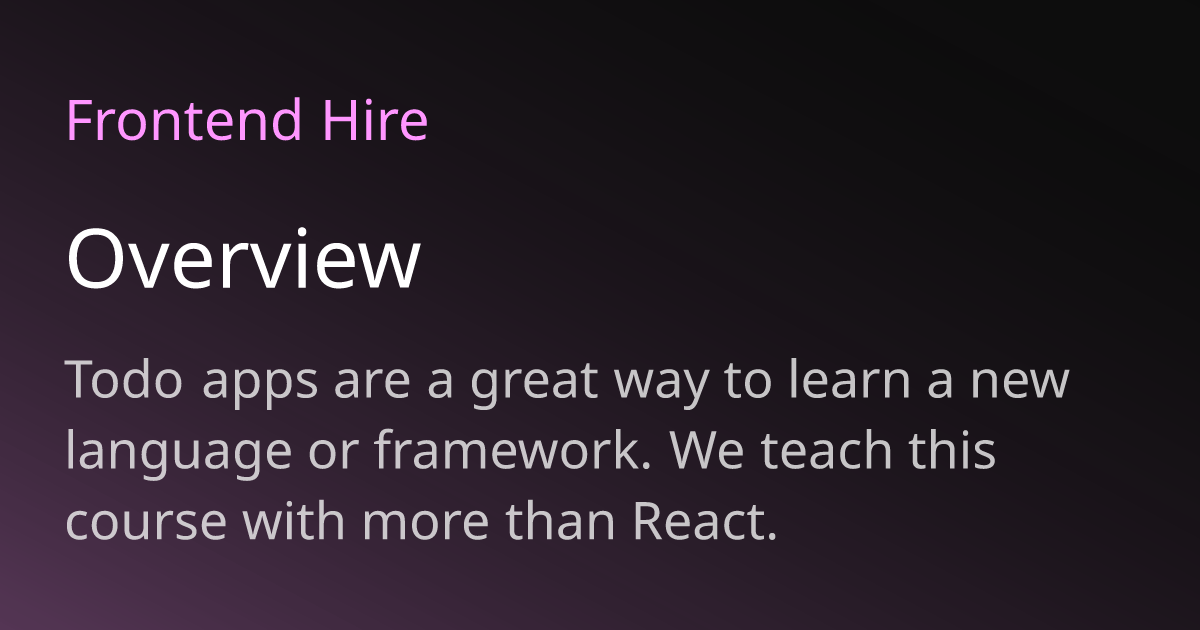 Overview | Frontend Hire